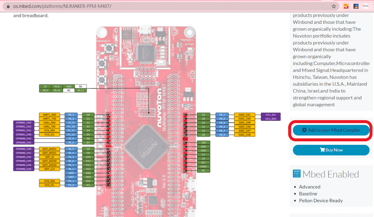 Nuvoton Project: Numaker-PFM-M487 with Servo